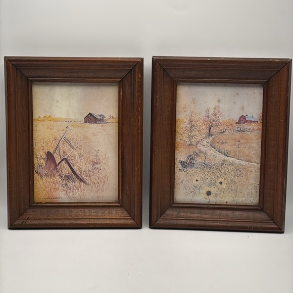 Art | Vintage 7s Phil Prentice Framed Pics Rustic Farm Barn Field Plow ...